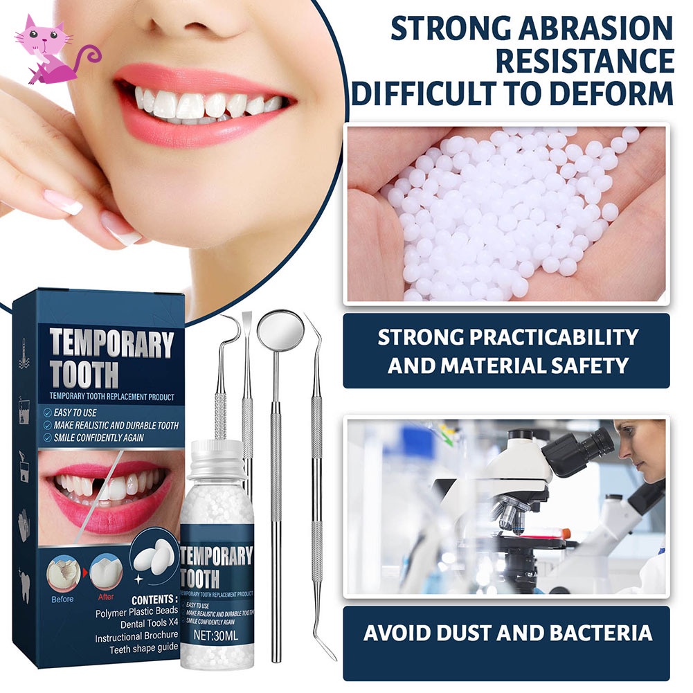 Plastic Teeth Glue Set Makeup Dentures Modified Temporary Filling Teeth ...