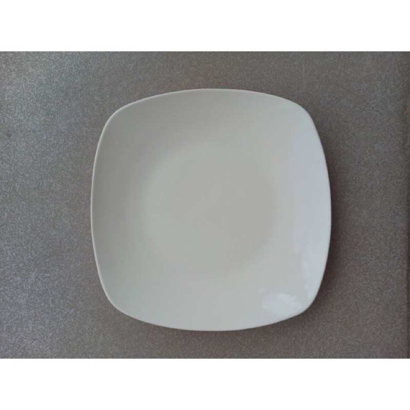 Beautiful shallow square white ceramic plate (with real plate) | Shopee ...