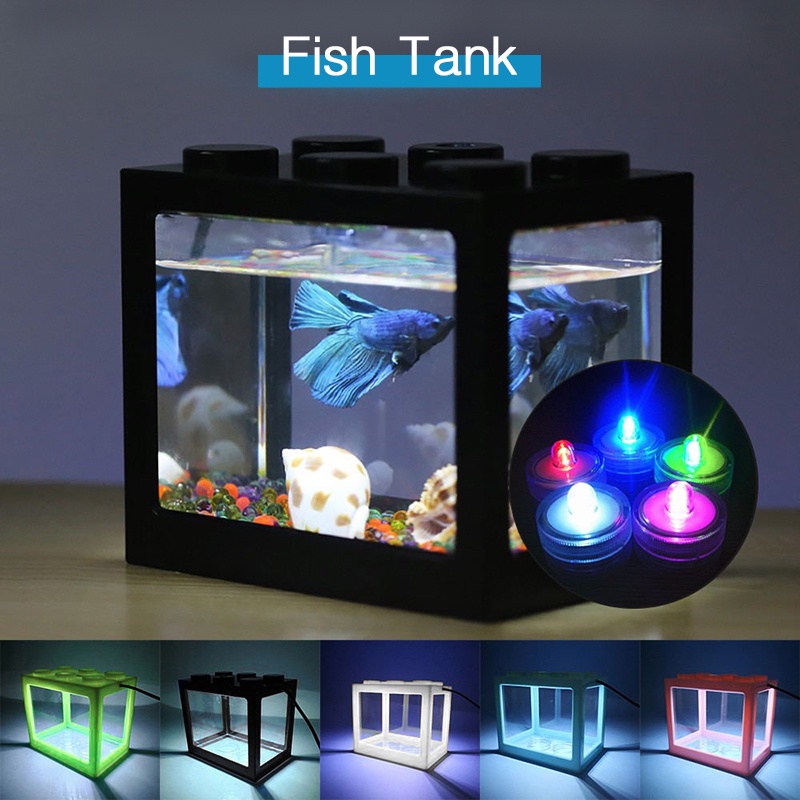 Mini Aquarium Block Tank Betta Guppy Fish Tank Building Block | Shopee ...
