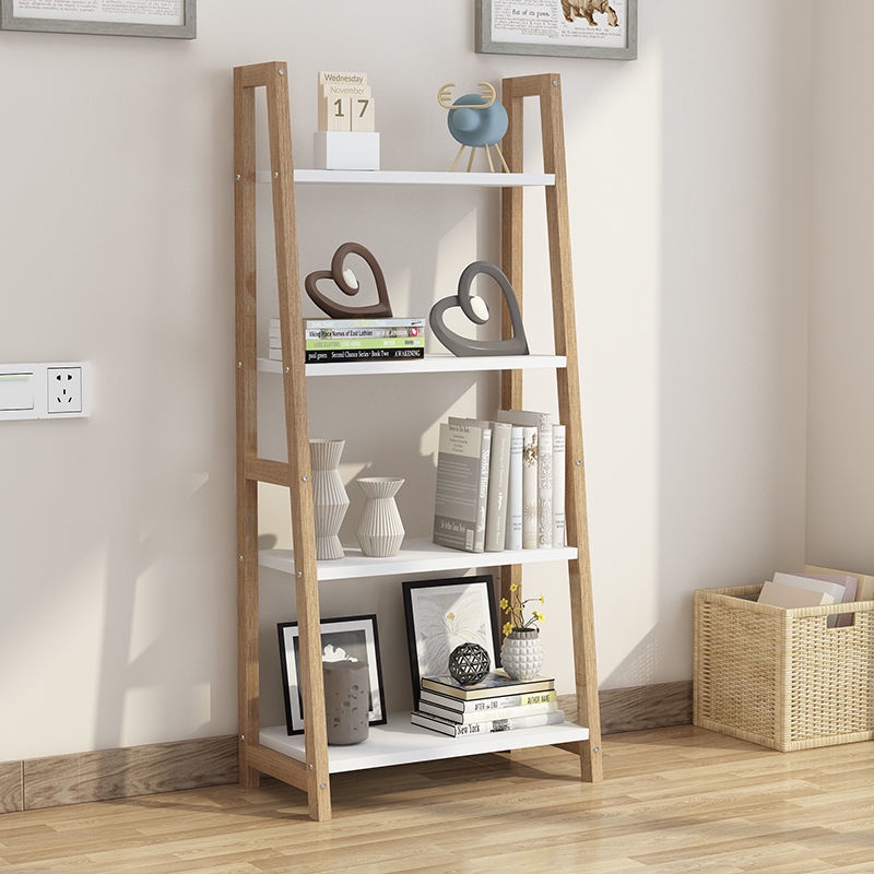 Ladder Shelf Solid Wood Floor Multi-layer Student Bookshelf Space ...