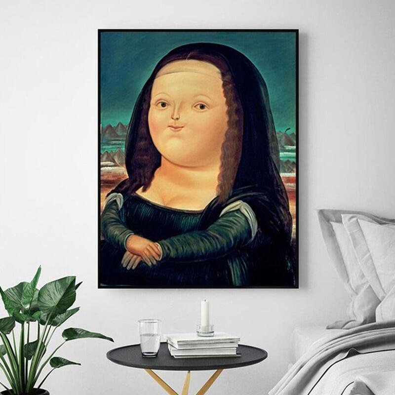 Cute Fat Mona Lisa Painting Cartoon Funny Mona Lisa Poster Print Big ...