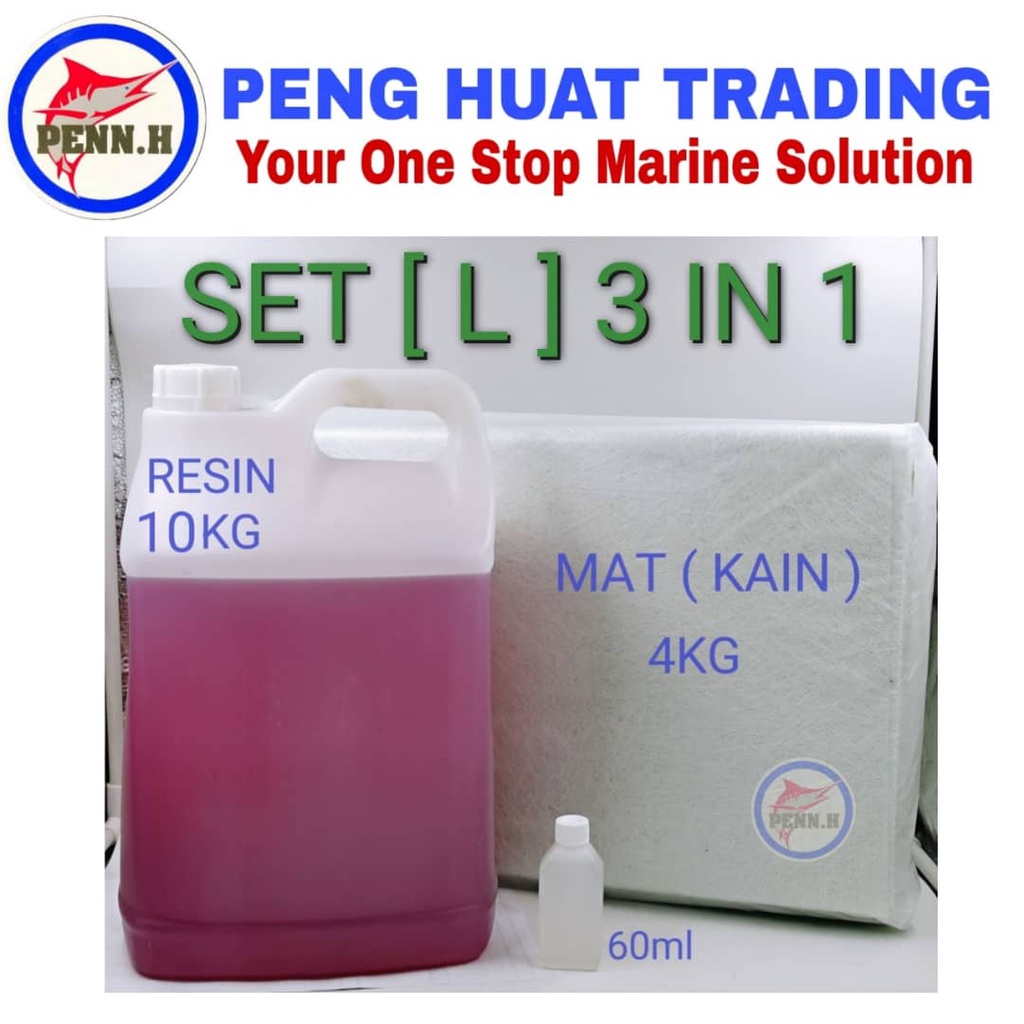 Fiberglass Resin SET ( L ) 3 IN 1 ( Gam Fiber Untuk Boat ) | Shopee ...