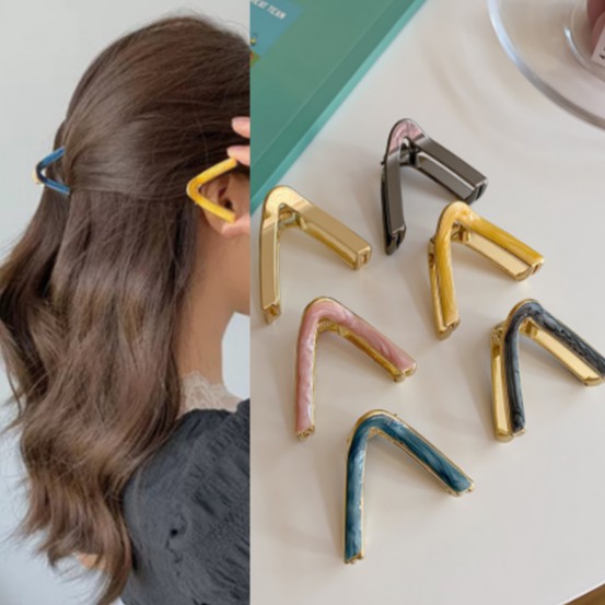 KF083 Small size Korean style sweet girl metal triangle claw clip ...