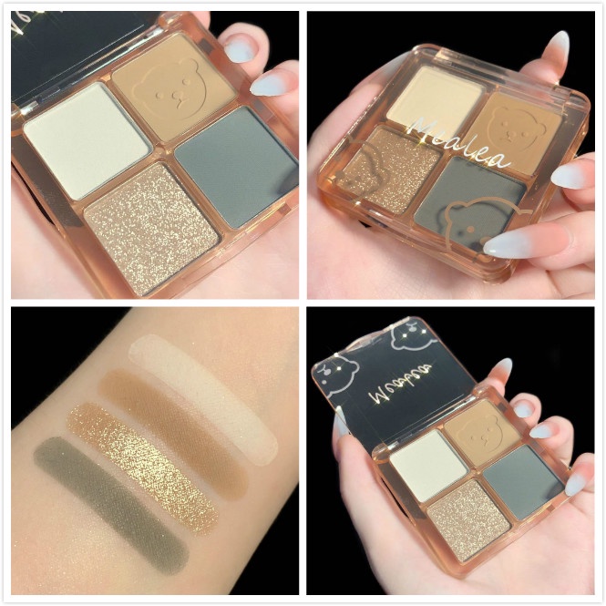 【Eyeshadow】Four-color eyeshadow palette pearly matte matte sequins ...