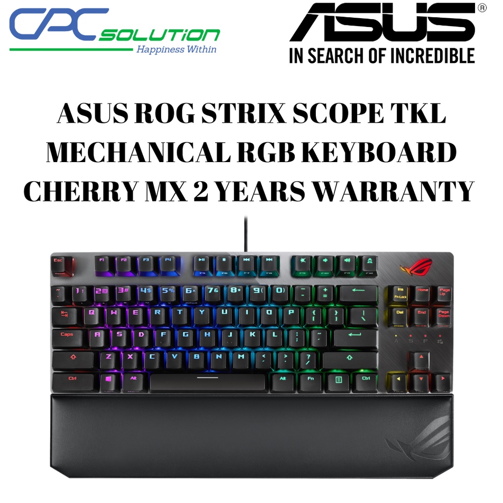 ASUS ROG STRIX SCOPE TKL MECHANICAL RGB KEYBOARD CHERRY MX 2 YEARS ...