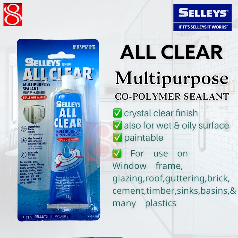 SELLEYS All clear co-polymer sealant , paintable 75g | Shopee Singapore