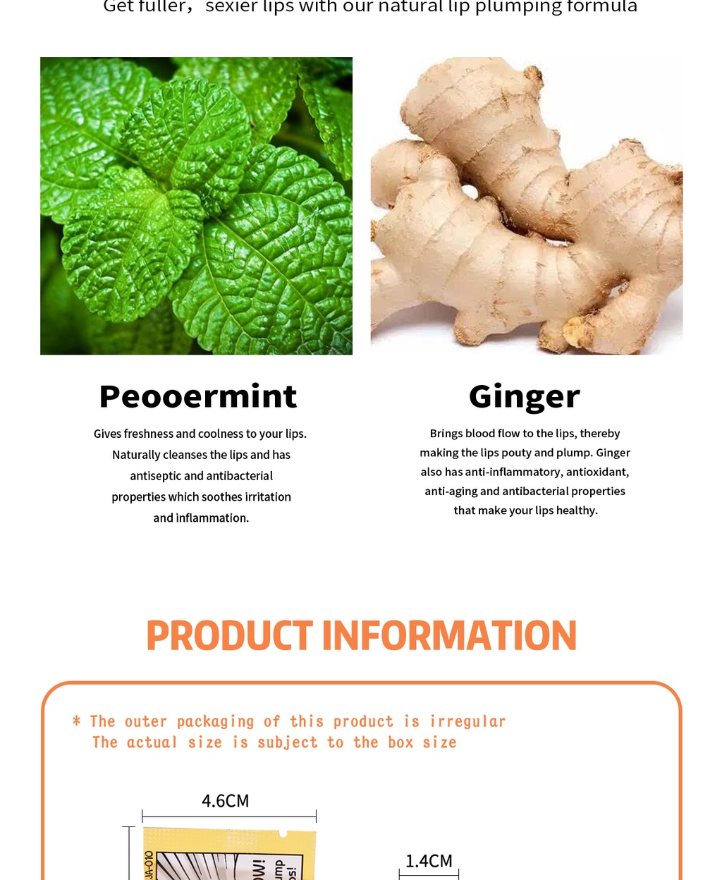 6 Colors Lip Plumper Lip Gloss Fuller Hydrated Lips Ginger Mint Enhancer Moisturizing Hydrated ...