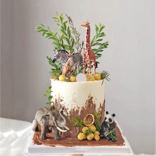 Safari jungle animals cake toppers realistic animal figures toys for ...
