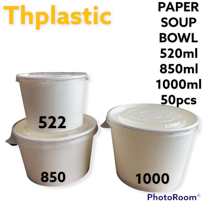 PAPER BOWL 520/660/850/1000ml 1pkts/50pcs white colour | Shopee Singapore