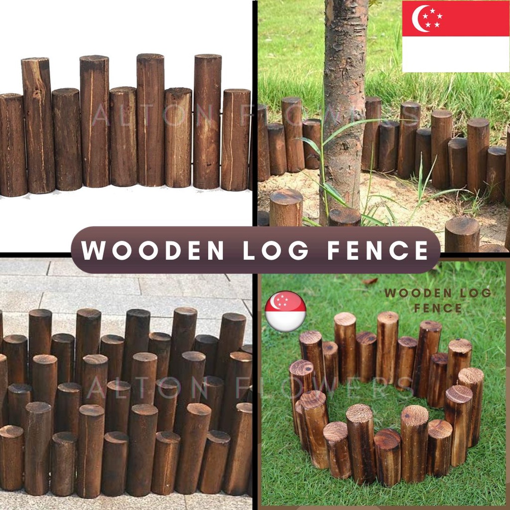 Flexible Self-Standing Wooden Picket Fence Logs Divider Decorative ...