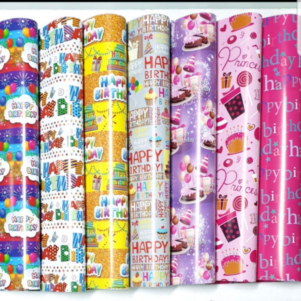 {5 Sheets Bundle} Wrapping Paper, Gift Wrapper, Happy Birthday Party ...