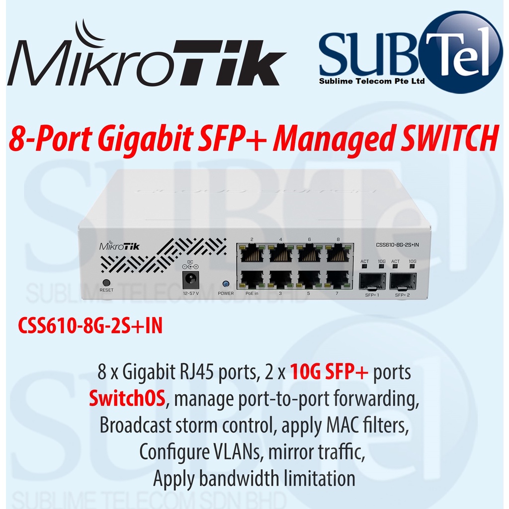 CSS610-8G-2S+IN Mikrotik 8 Port Gigabit Managed Switch SFP+ | Shopee ...