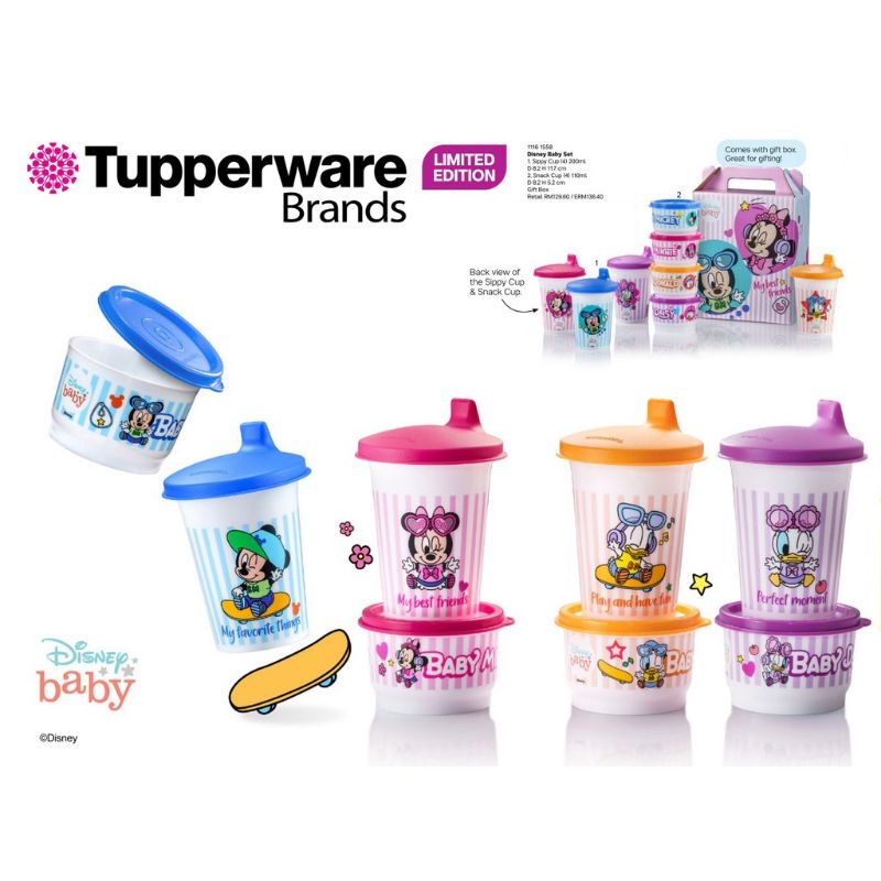 Tupperware Disney Baby Set with Box Sippy Cup 200ml Snack Cup 110ml PWP ...