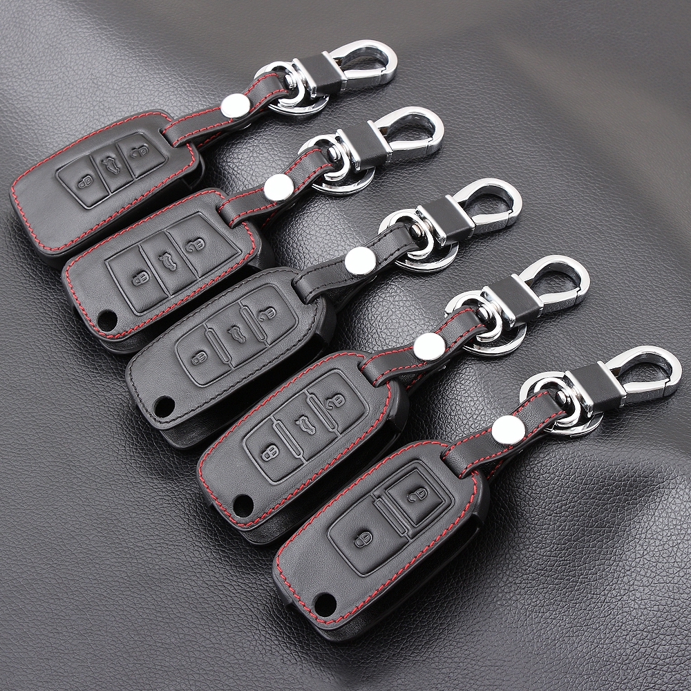 1X Leather Car Key Cover Remote Fob Holder Case Shell For Volkswagen VW ...