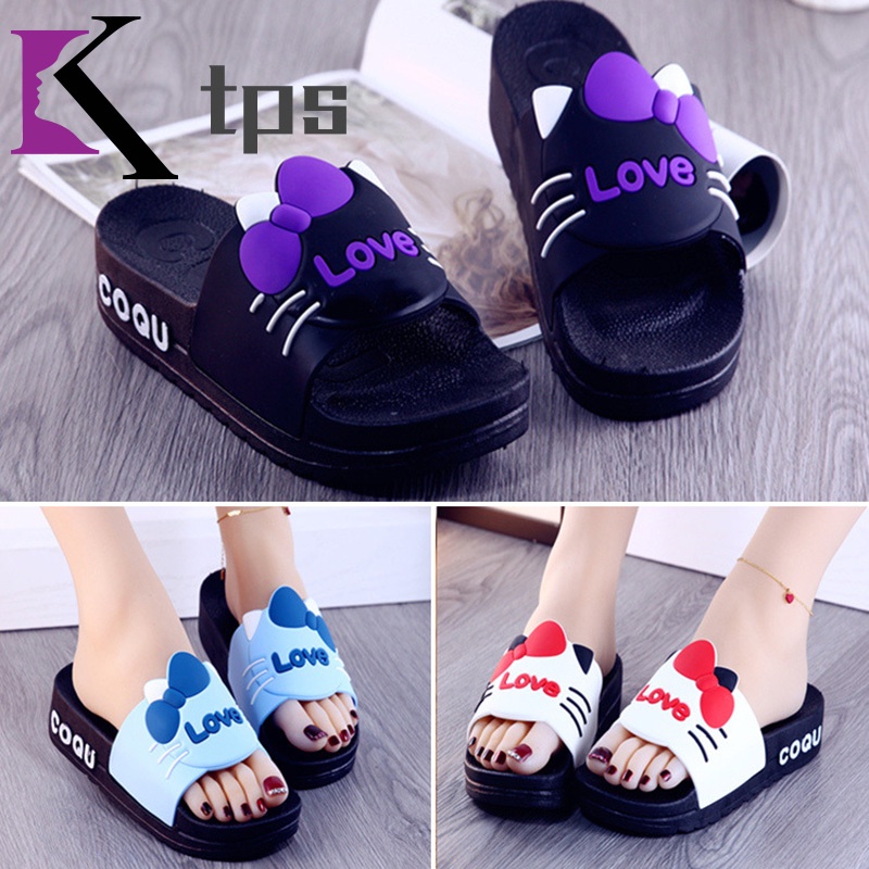 Thick Sole Slippers High Platform Shoe Cartoon Hello Kitty Rubber Flip ...