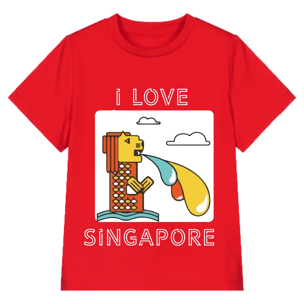 Kids National Day Outfits NDP 2024 I Love Singapore Boy & Girl Red Top ...