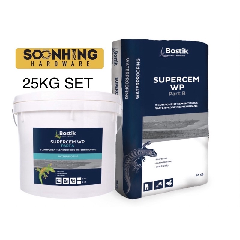 BOSTIK SUPERCEM WP PART A AND PART B Two Pack WATERPROOFING 25KG SET ...