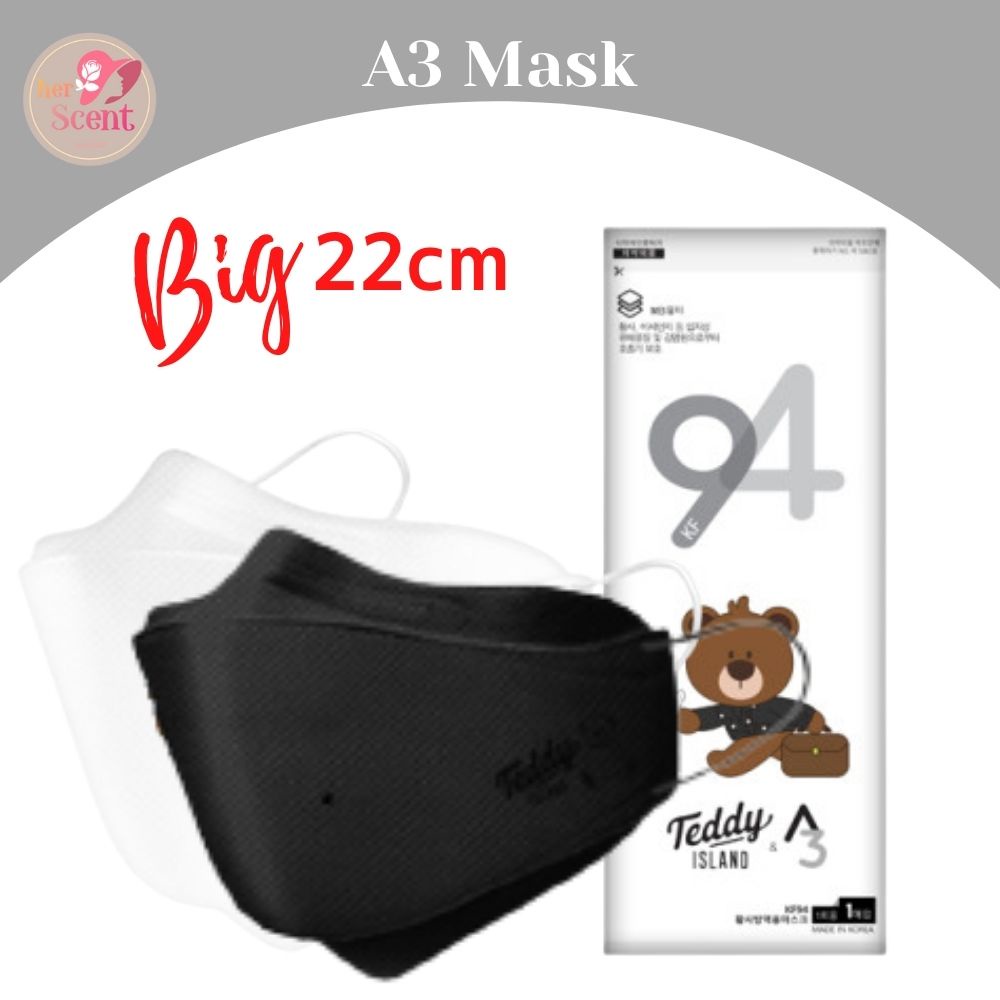 [A3] Big Size Mask 22cm KF94 Korea Wide Individual Package White ...