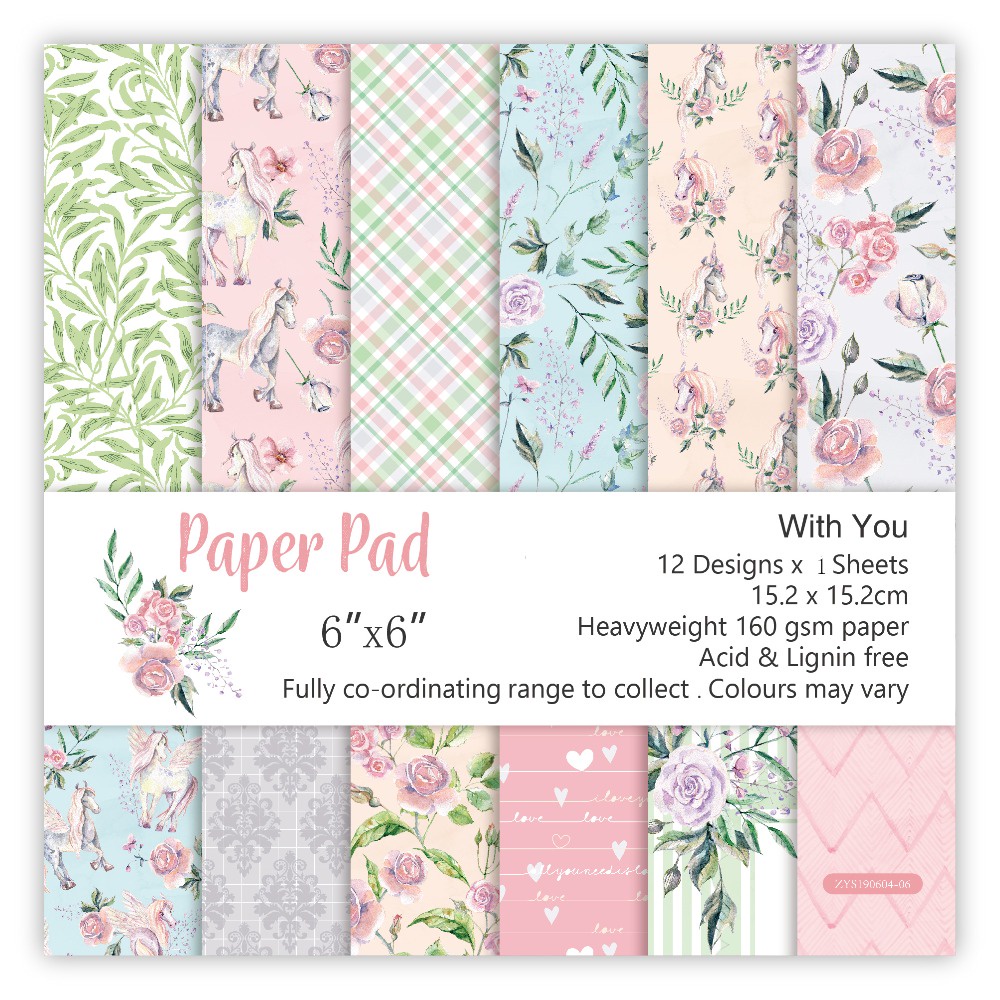 Paper Pack 6"x6" WIth you 12 sheet Art Background Paper Card Making DIY ...