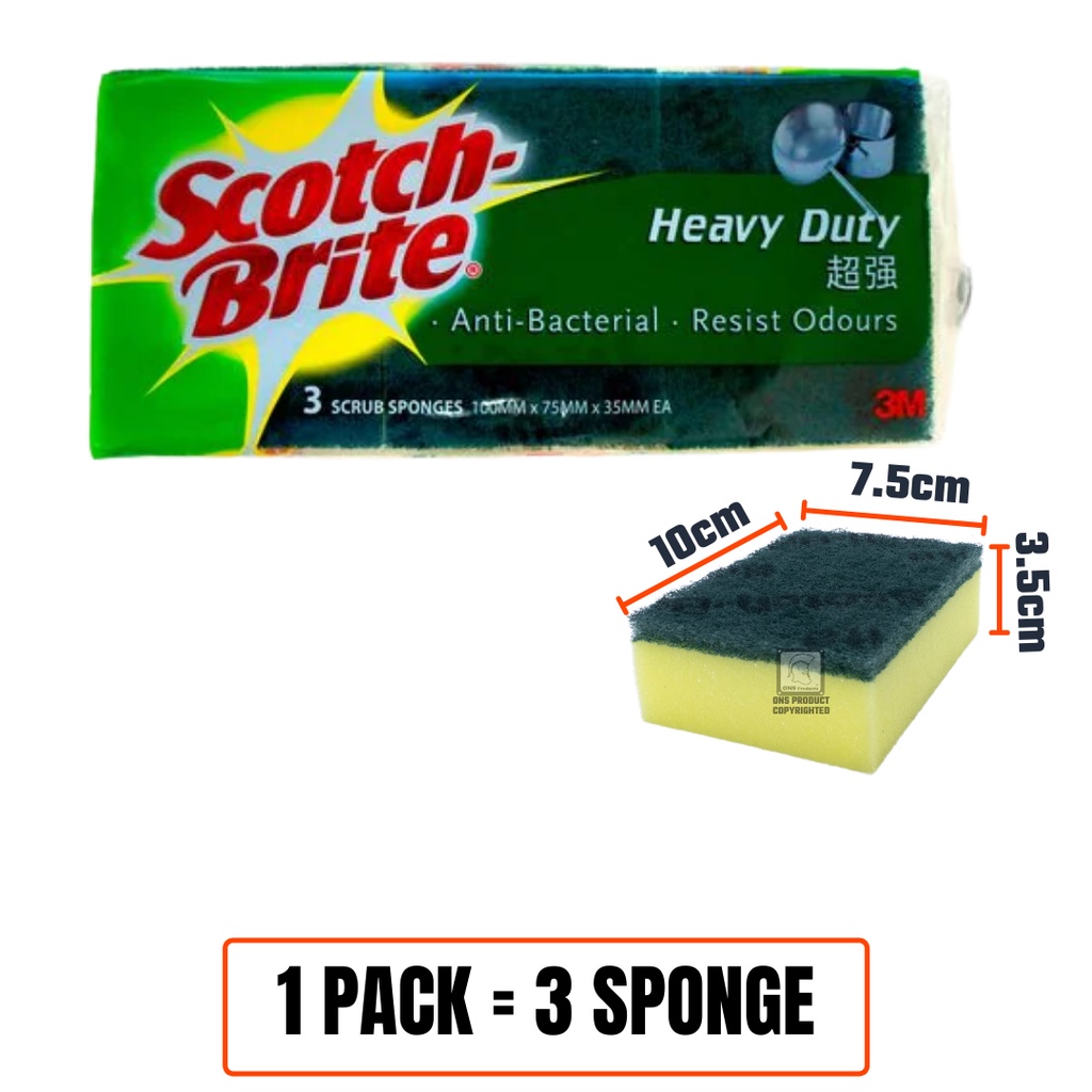 3M Scotch-Brite Sponge Anti-Bacterial Non Scratch Washing Sponge Dish ...