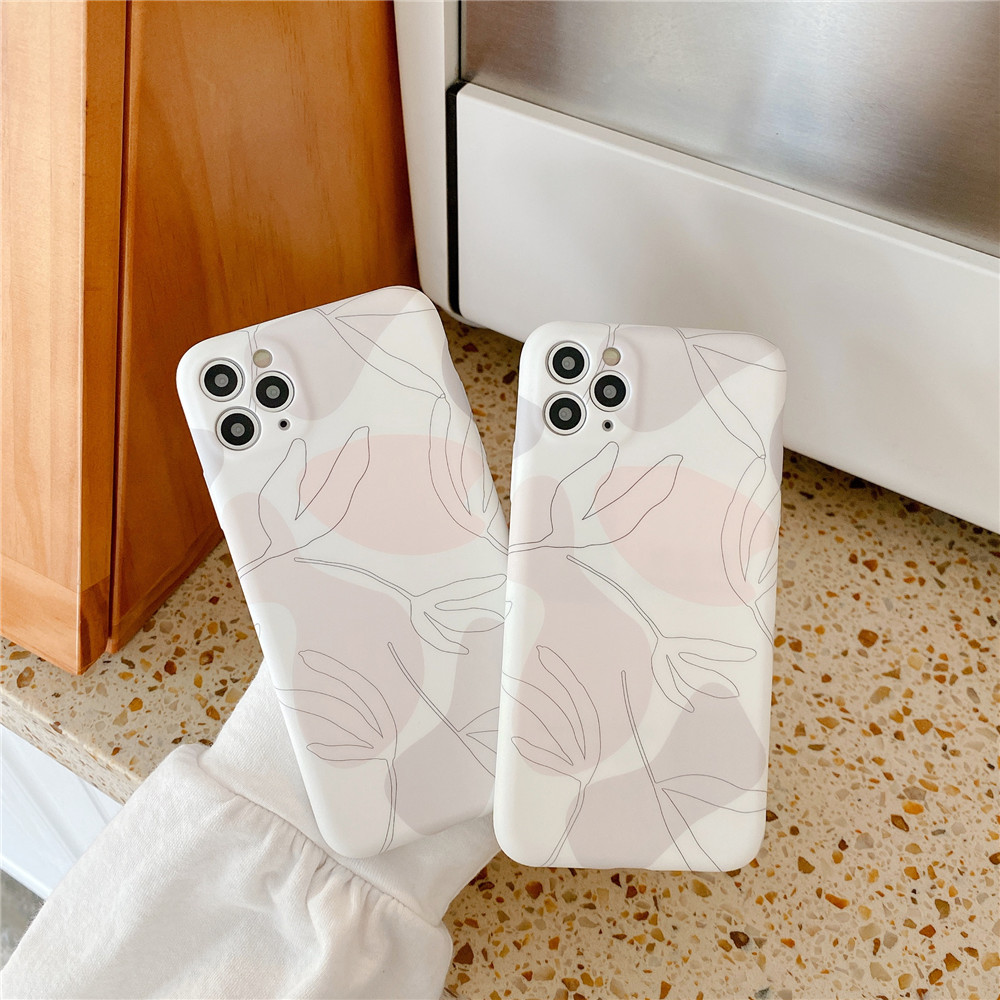 Fashion Abstract Leaf Case For iPhone 15 14 13 12 11 Pro Max 12Pro ...