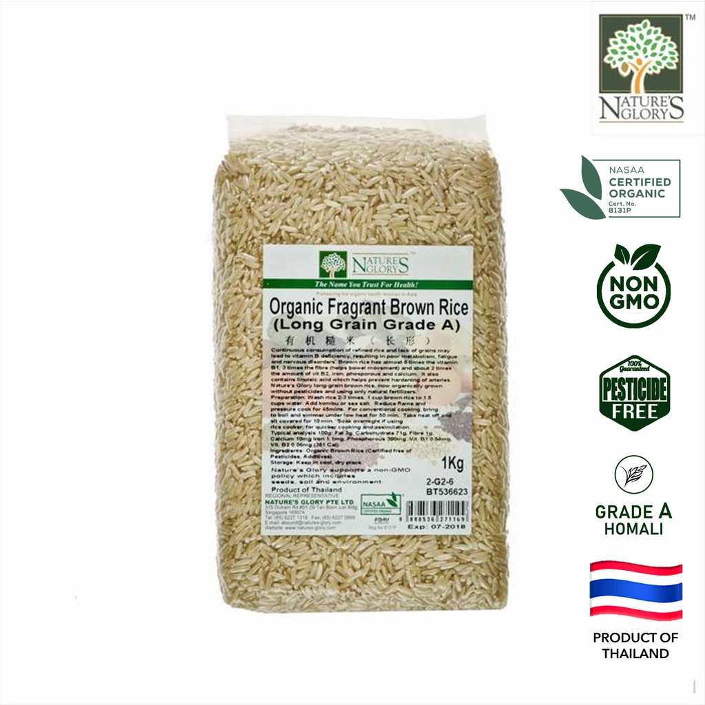 [Nature's Glory] Organic Brown Rice / Long Grain Grade A (1kg) | Shopee ...