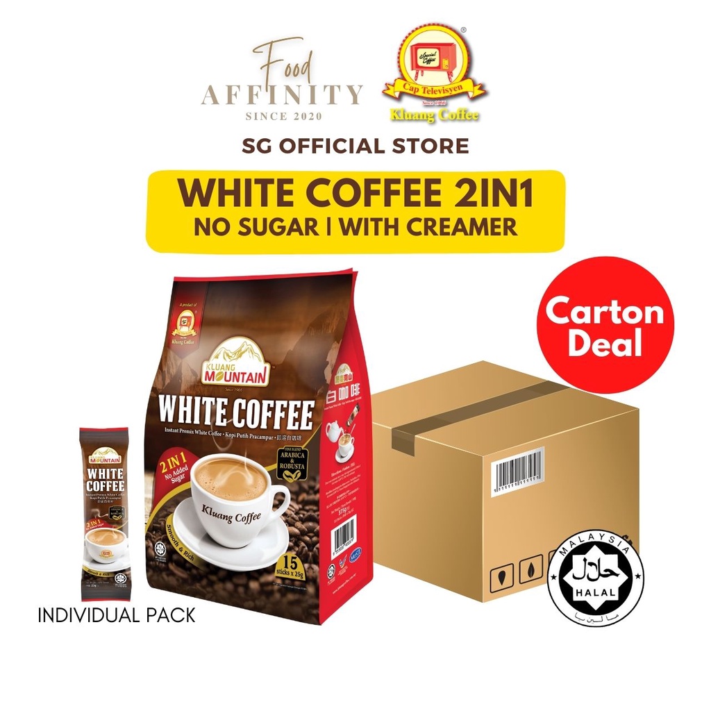 [Carton Deal] Kluang Coffee Cap TV White Coffee (2IN1) 25gm x 360 sticks - by Food Affinity ...