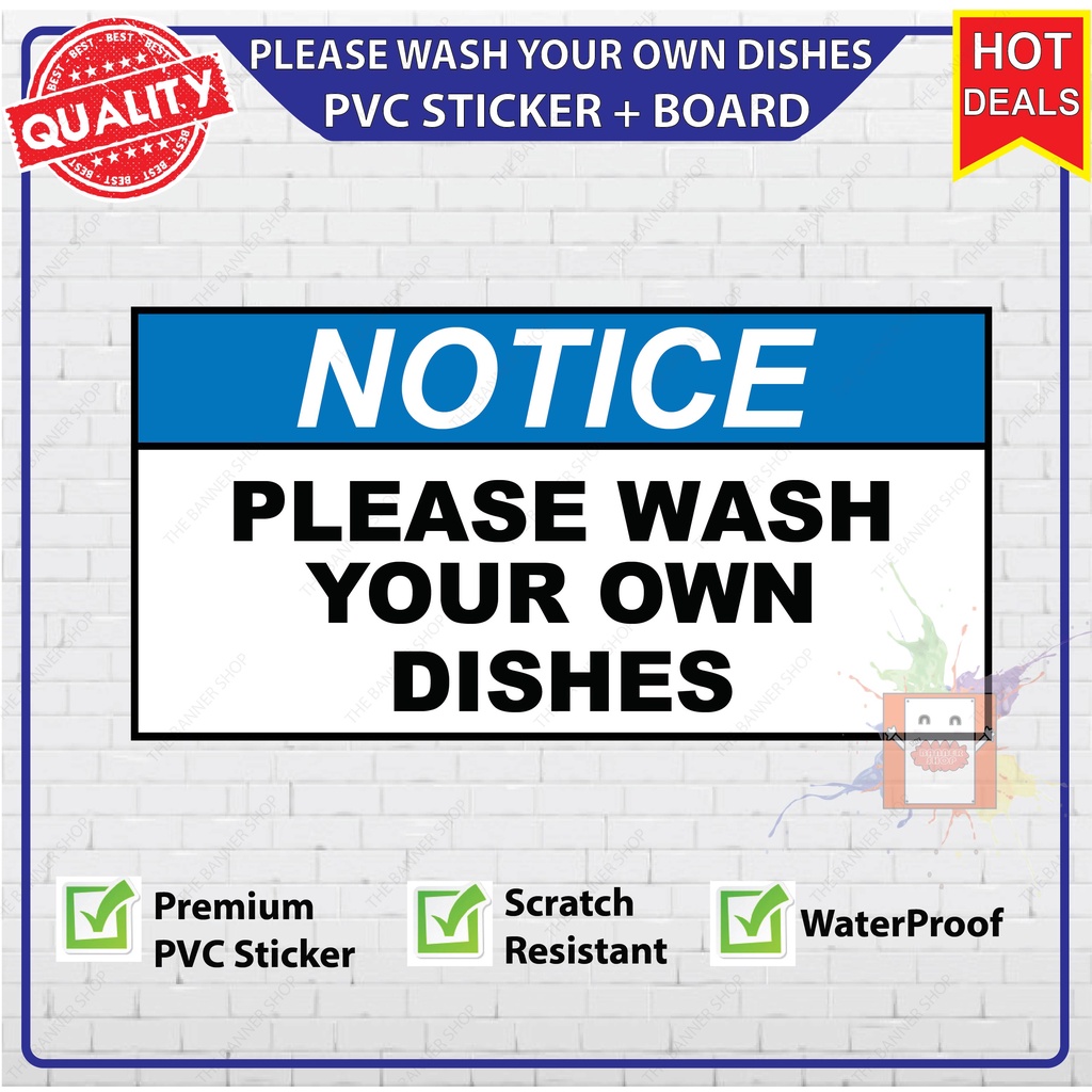 Please Wash Your Own Dishes Signage PVC Sign Sticker + Board | Shopee ...