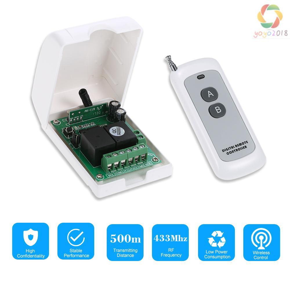 Smart Home 433Mhz RF DC 12V 2CH Learning Code Wireless Remote Control ...
