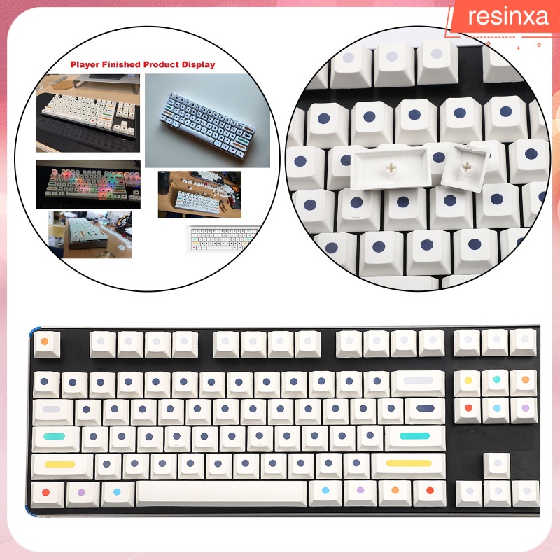 108-key White Dot Keycaps PBT Dye Sublimation Personality Keyboard ...