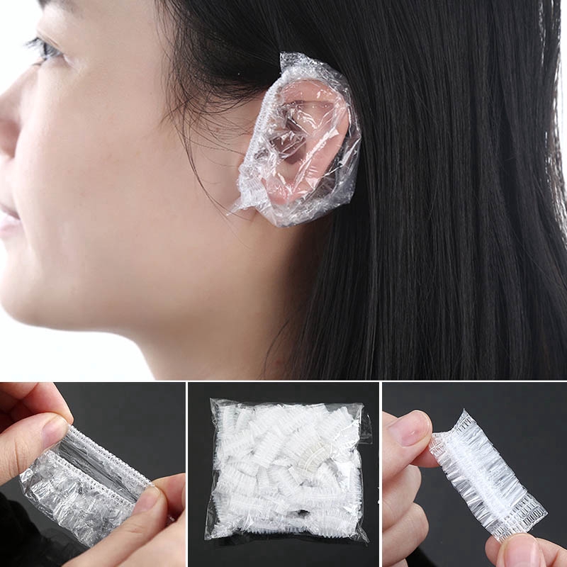 50/100pcs Transparent One-off Earmuffs Disposable Waterproof Ear Sleeve ...
