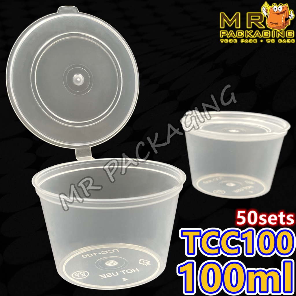 TCC100 100ml Round Container Hinged Lid ( 50pcs± ) 100 ml 4oz ...