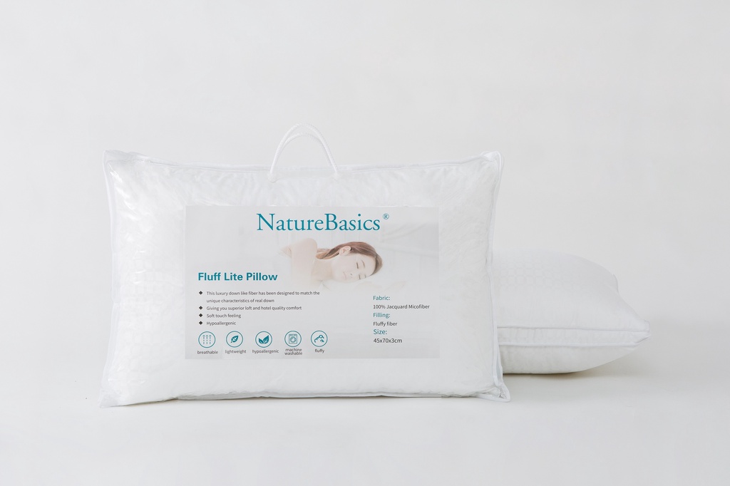 Nature Basics Fluff Lite Pillow | Fabric: 100% Jacquard Microfibre ...