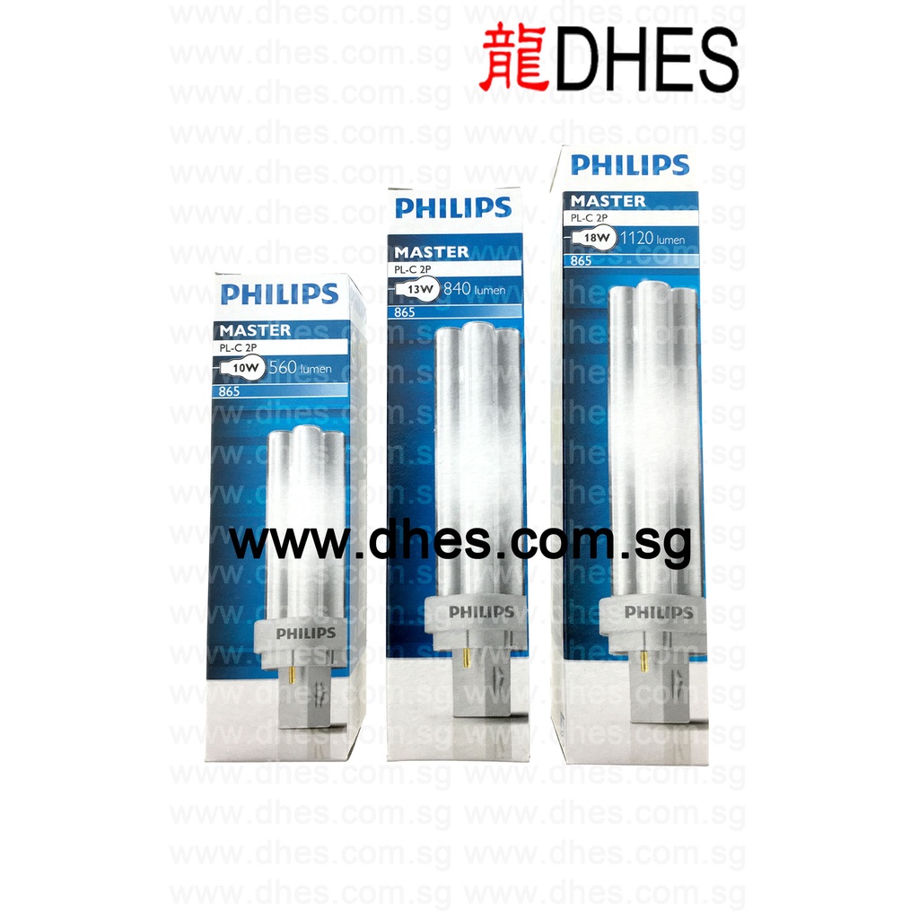 Philips Master 2 Pin 2P PL-C PLC 10W 13W 18W Light Tube 827 Warm White 840 Cool White 865 ...