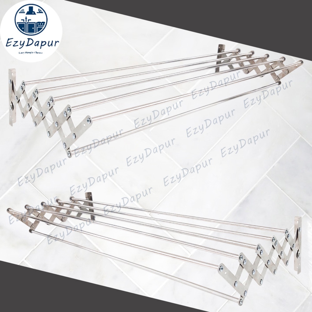 EZYD Wall Mounted 6 Bar Retractable Cloth Hanger Stainless Steel ...