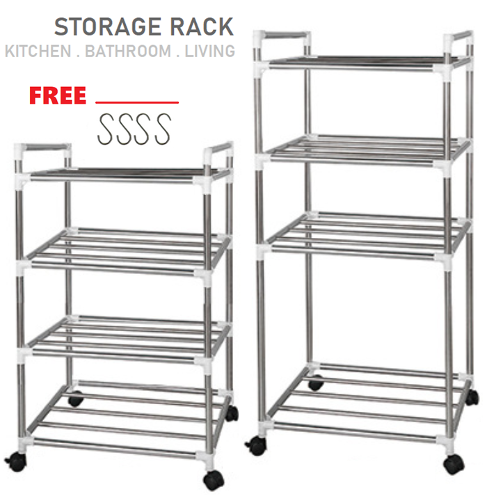 Tier Layer Storage Rack Kitchen Living Trolley Shelf Bathroom Toilet ...