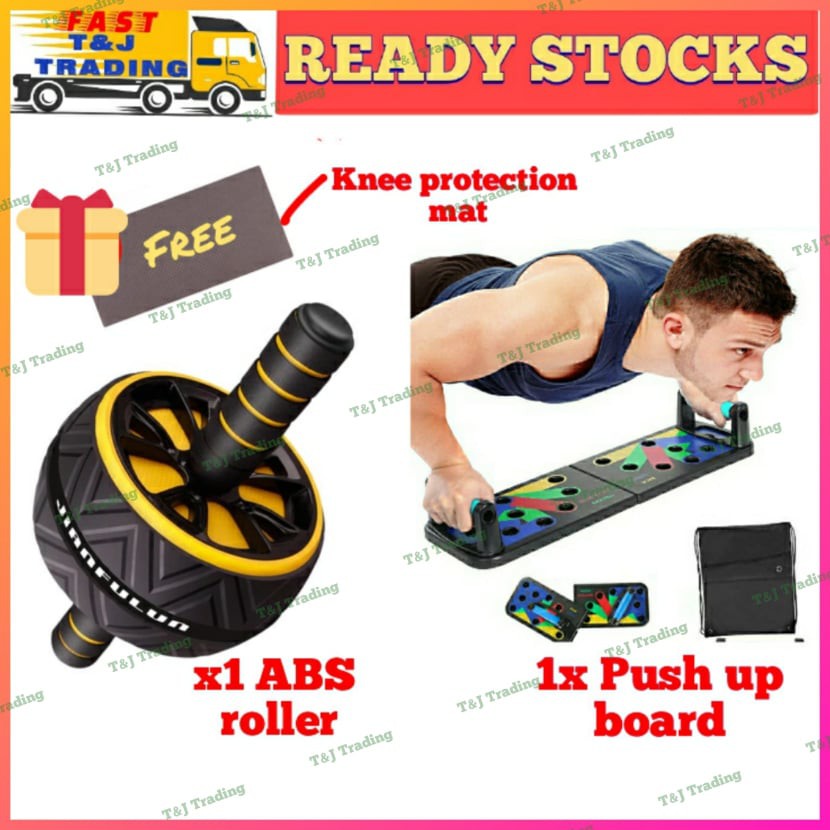 Workout Exercise Gym Set In House Training ABS Workout Roller Foldable Push Up Rack Board ...
