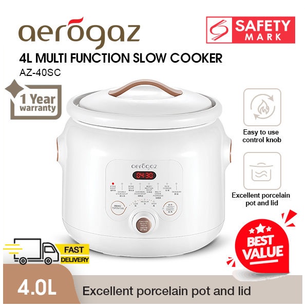 Aerogaz 4.0L Multi Fuction Slow Cooker (AZ 40SC) | Shopee Singapore