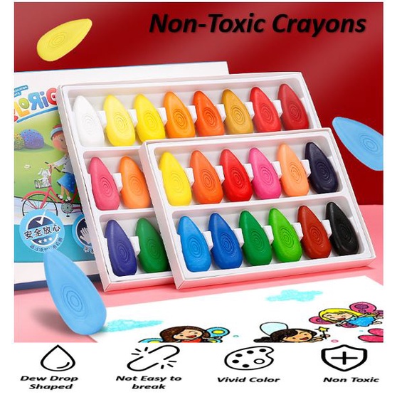 (12/24/36 Colors) Dew Drop shaped Crayons Safe Non-Toxic Washable for ...