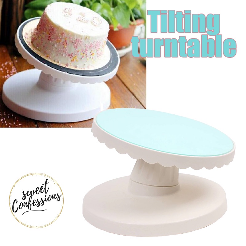 (use it normally/tilted) 9 inch cake turntable tilted slanted turntable ...