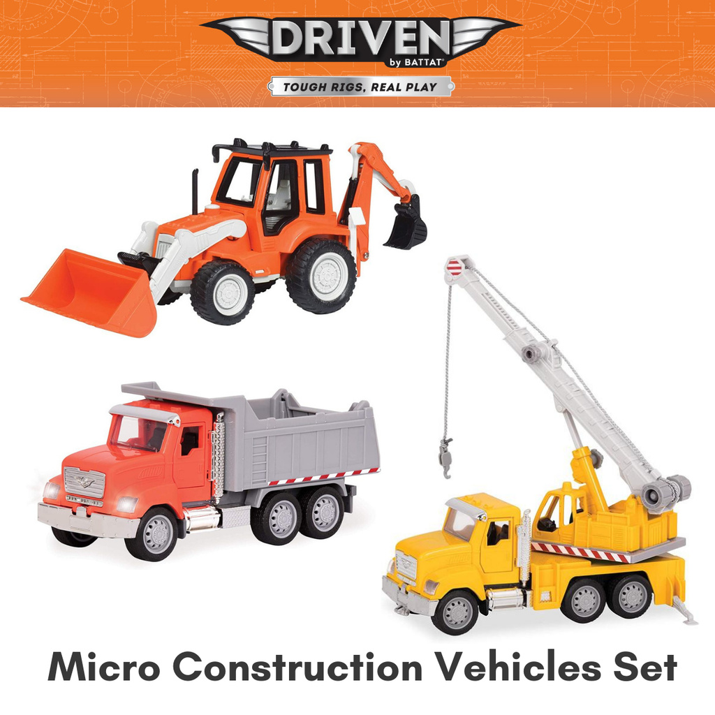 [Driven by Battat] Micro Construction Vehicle Toy Realistic Lights and ...