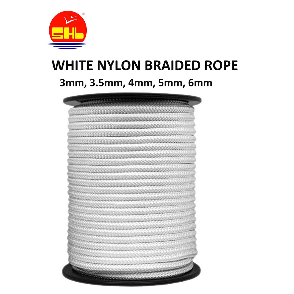 White Nylon Braided Rope / Camping Rope / Flag Rope / Multi Purpose 3mm ...