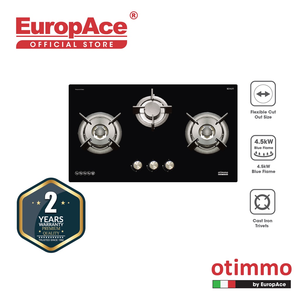 Otimmo 3 Burner Gas Hob 90cm (TG/LPG) - EBH 6381S | Shopee Singapore
