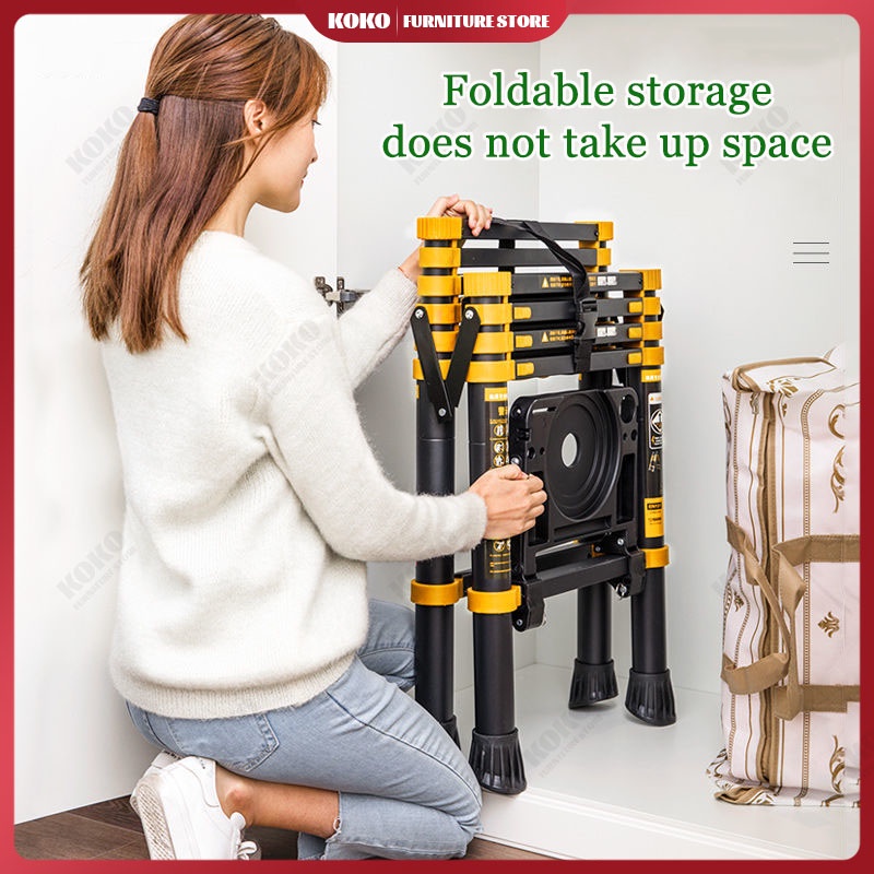 Aluminum alloy telescopic ladder folding ladder home indoor telescopic ...