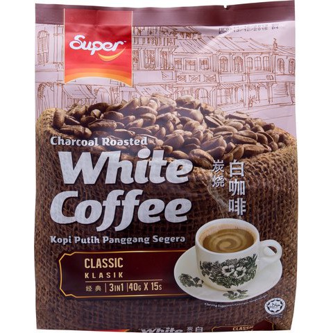 Supper 3 In 1 Charcoal Roasted White Coffee Classic 15x40g | Shopee ...
