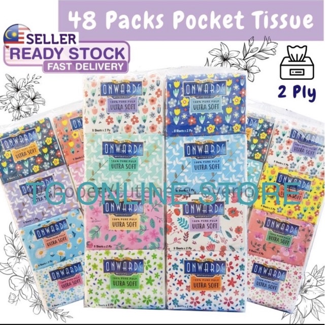 (48 packets) ONWARDS Pocket Tissue / Tissue Paper | Shopee Singapore