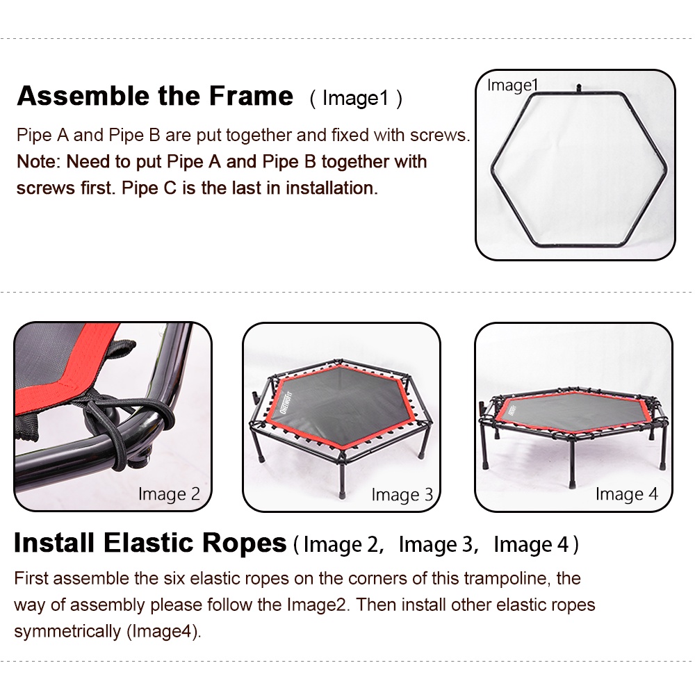 OneTwoFit Silent Trampoline with Adjustable Handle Bar Bungee Rebounder (136cm) | Shopee Singapore