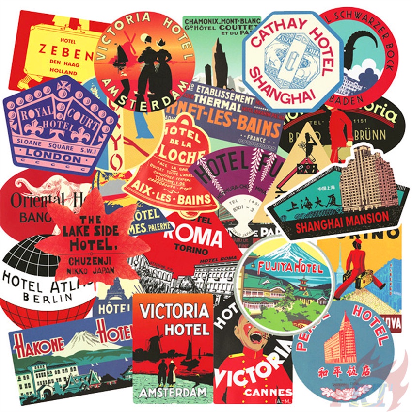 55Pcs/Set Retro Famous International Hotel Series 01 Happy Travel ...