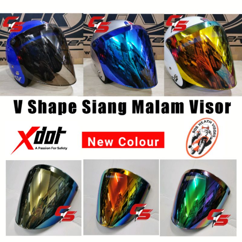 X-DOT Bob Heath Akila TW01 Reborn Visor Siang Malam 3 Button Pin V ...