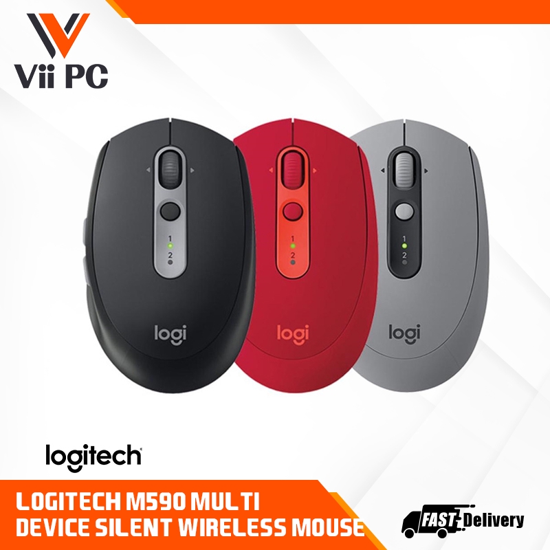 Logitech M590 Silent Wireless Mouse, Multi-Device, Bluetooth or 2.4GHz ...